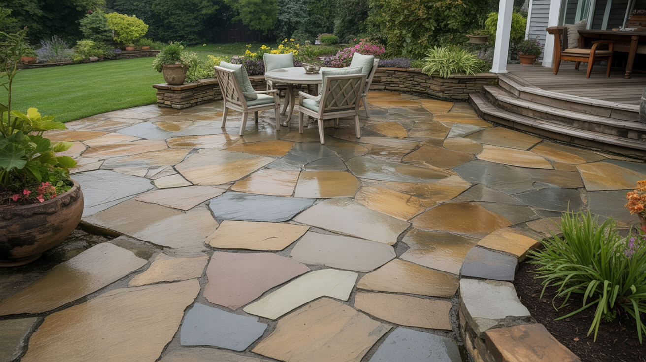Flagstone Patio Designs – 40 Photos, Stone Types & Installation Ideas
